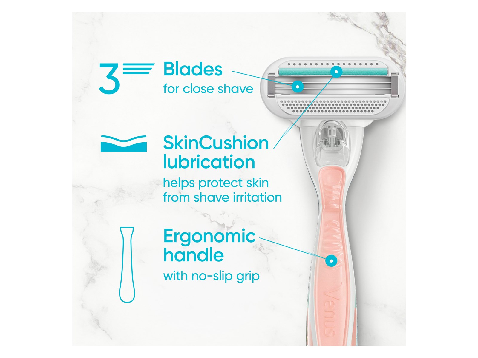 Gillette-Venus Smooth Sensitive Pink Handle + 2 refills | Günstig