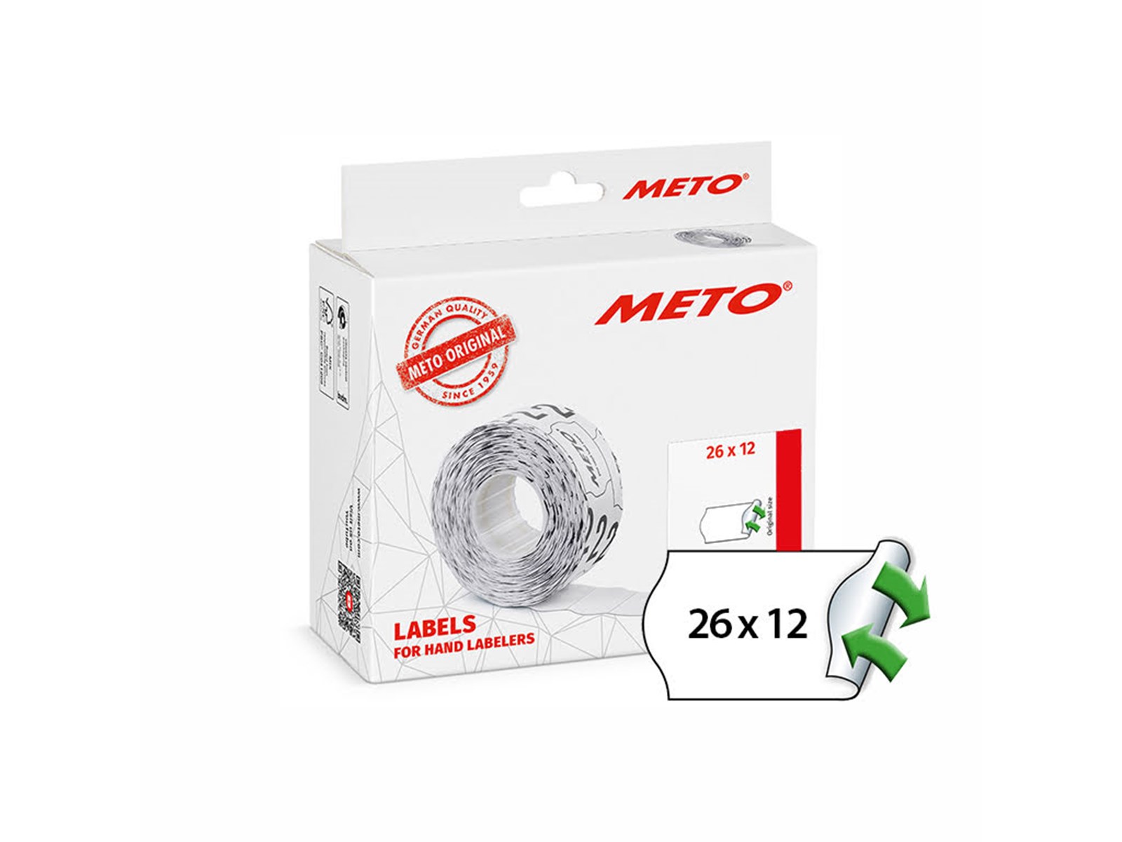 METO Price labels 26x12 white remov.12 rls/1000 | Günstig
