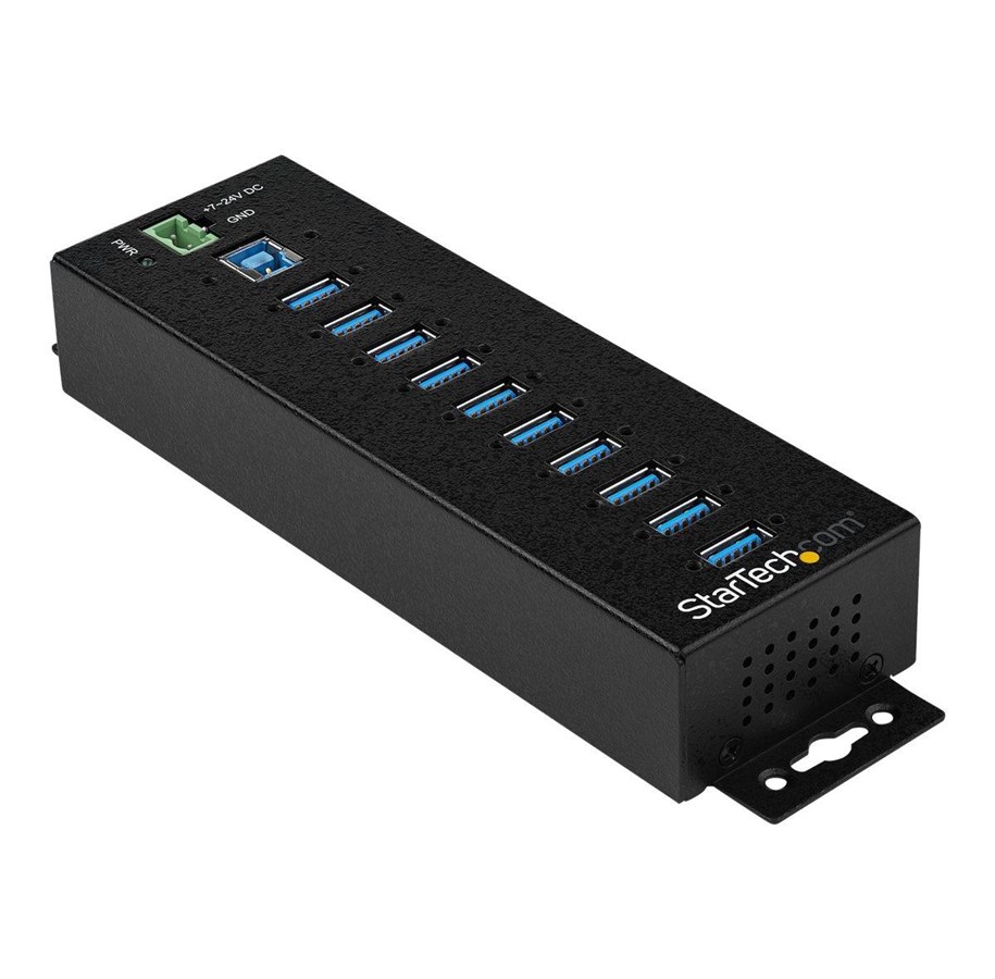 StarTech.com 10-Port Industrial USB 3.0 Hub with External Power Adapter ...
