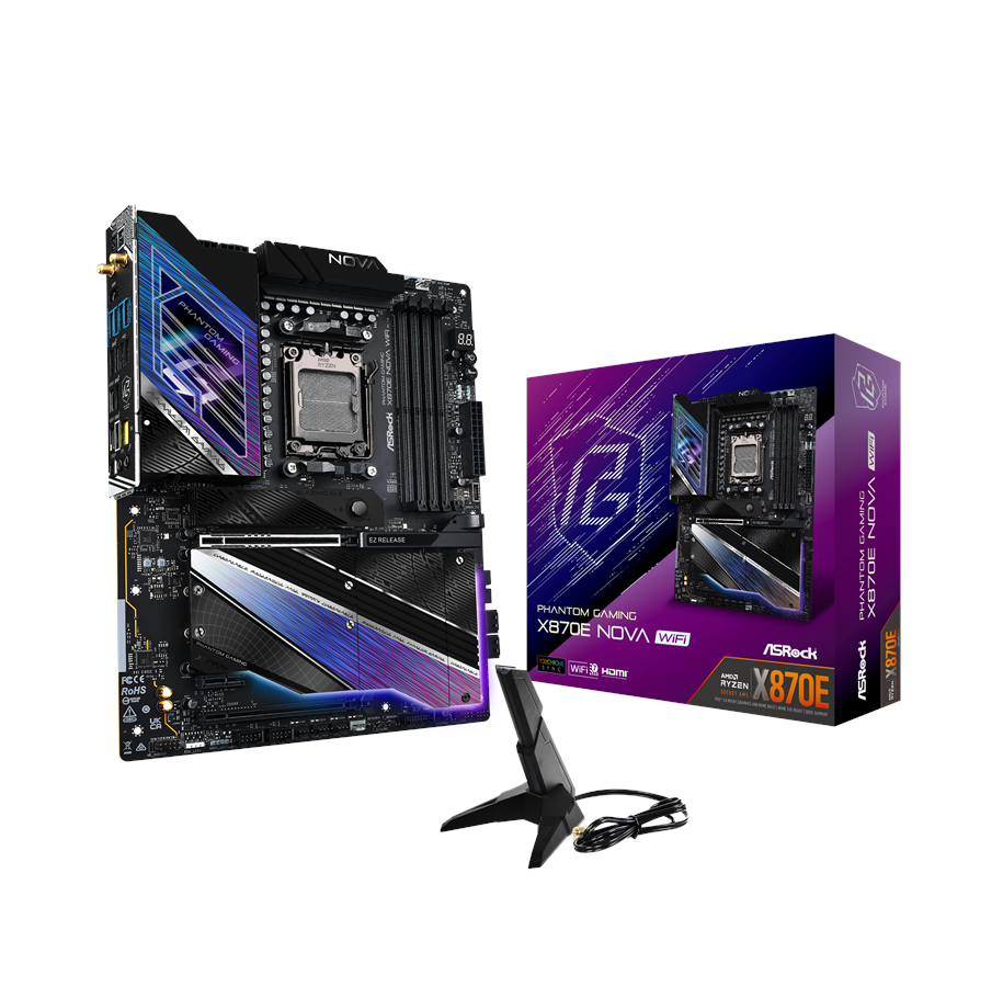 ASRock X870E NOVA WIFI Mainboard - AMD X870E - AMD AM5 - DDR5 RAM - ATX