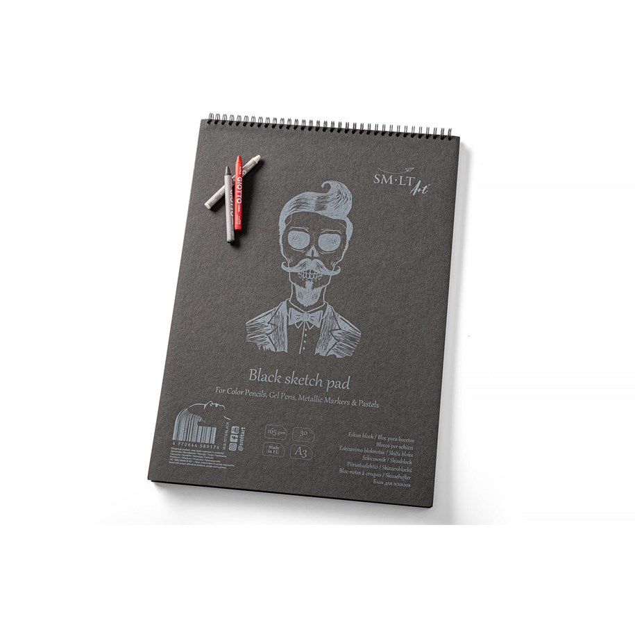 SMLT Drawing pad with BLACK paper. A3. 165g. | Günstig