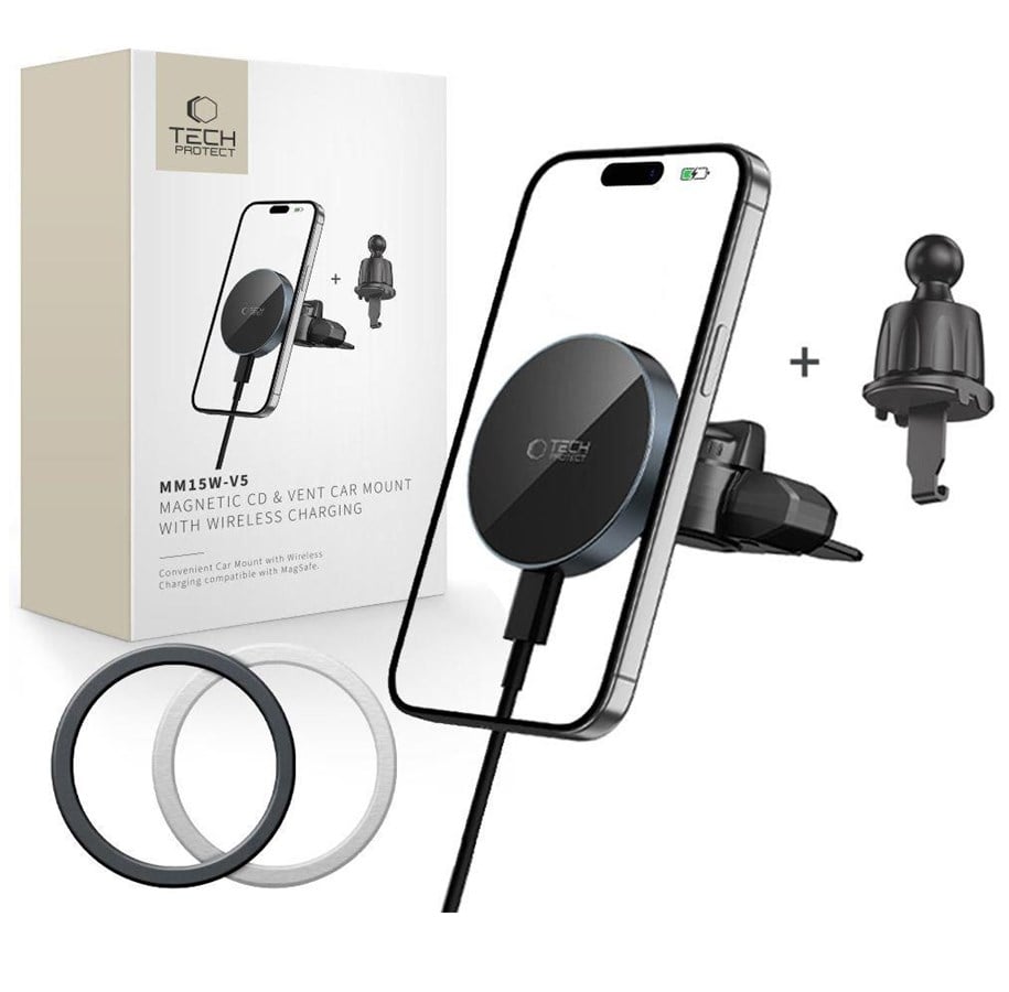 Tech-Protect mm15W-V5 Magnetic MagSafe Car Mount for Air Vent / CD Slot ...